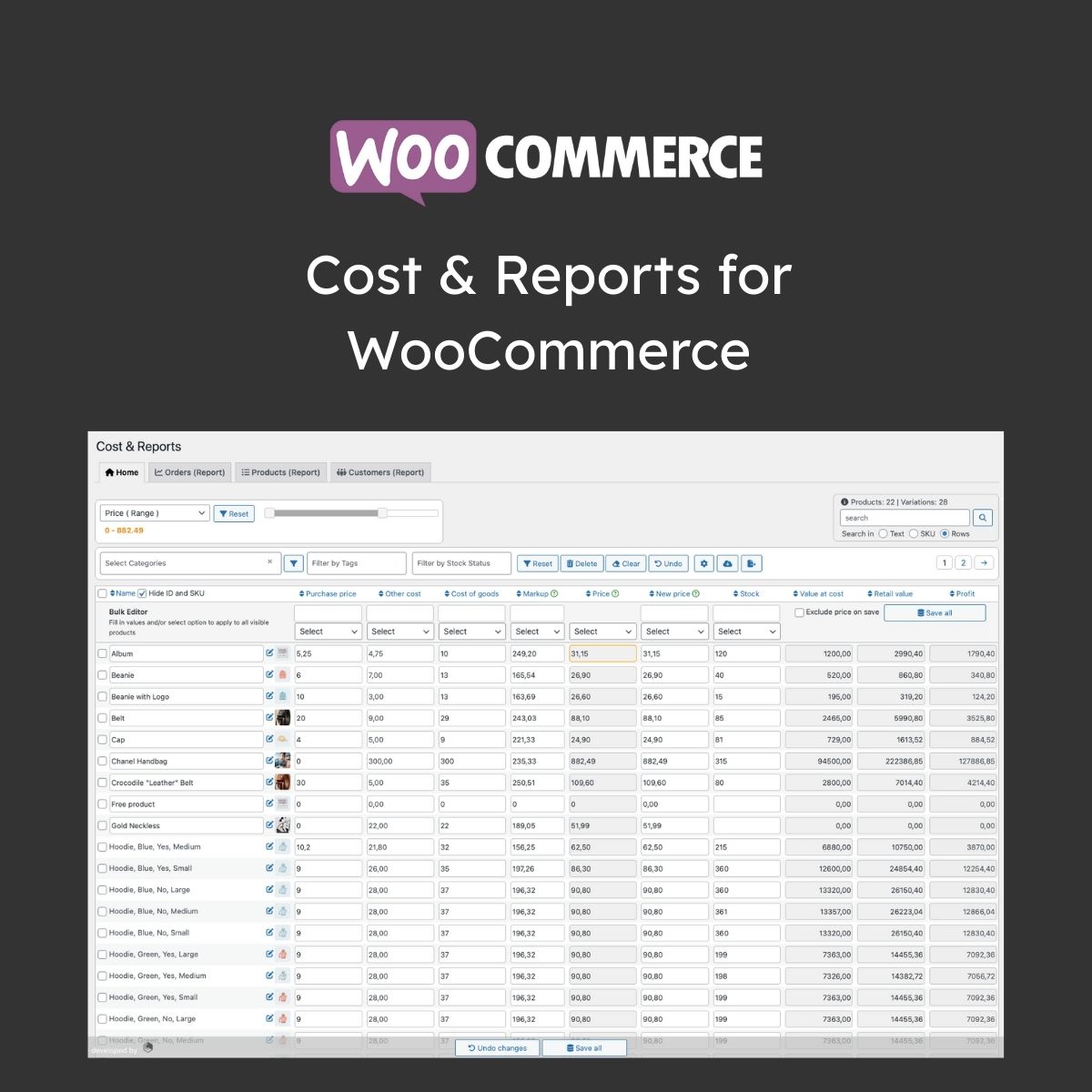 Cost & Reports for WooCommerce - Download $4.49