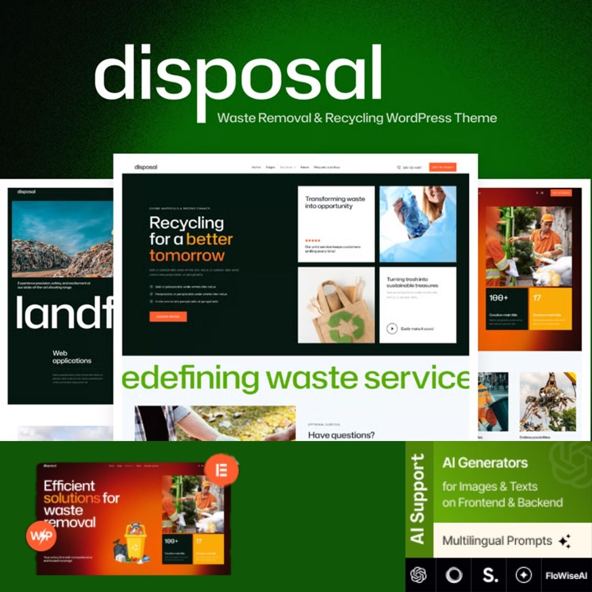 Disposal - Waste Removal & Recycling WordPress Theme $4.49