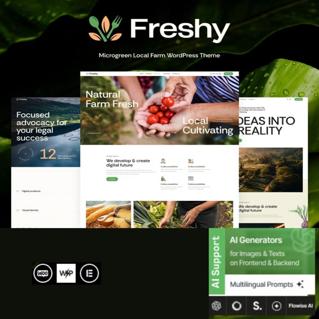 Freshy - Microgreen Local Farm WordPress Theme $4.49